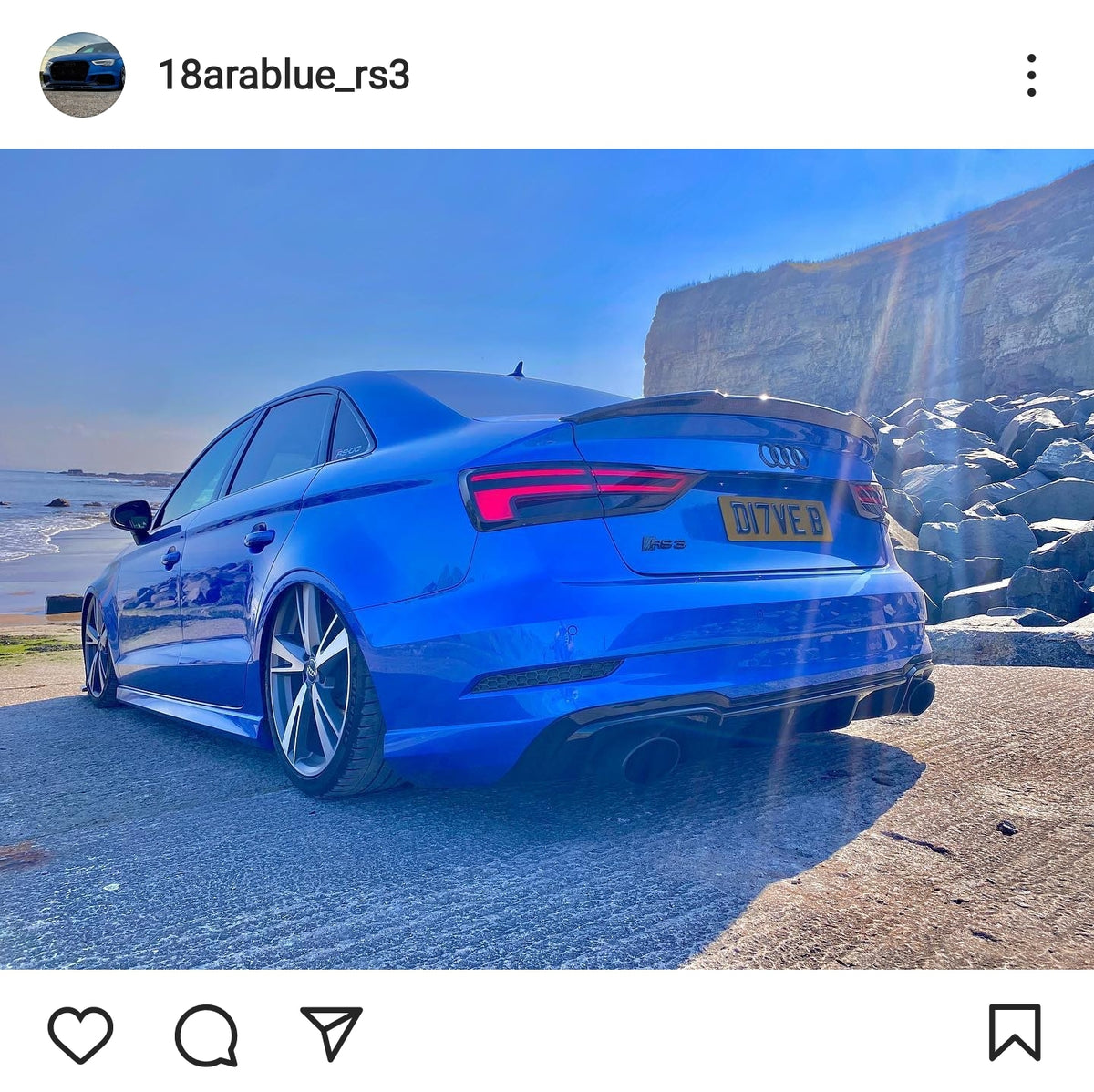 Ara blue Audi RS3 with some tinted 3D gel plates – PL8 LAB